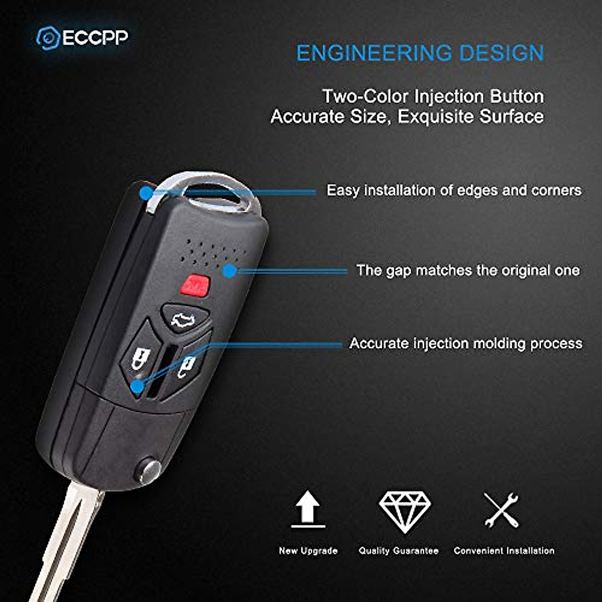 ECCPP OUCG8D-620M-AUncut Keyless Entry Remote Control Car Key Fob Shell Case Replacement for 07-12 for Mitsubishi Eclipse Endeavor Endeavor Lancer Outlander OUCG8D-620M-A (Pack of 2)