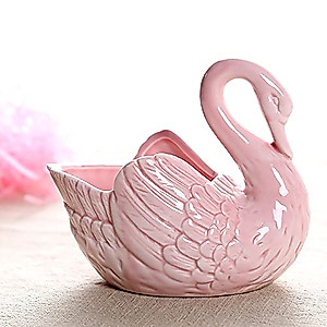 YONGYAN 2 Pack Swan Flower Pot Statue Decoration Ceramics Garden Planters Containers Pot Bookshelf Office Desktop Decor (Pink)