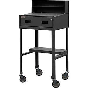 Durham 16 Gauge Steel Half Shelf Mobile Shop Desk with Half Shelf, Gray, 500 lbs Load Capacity, 51" Height, 23" Width