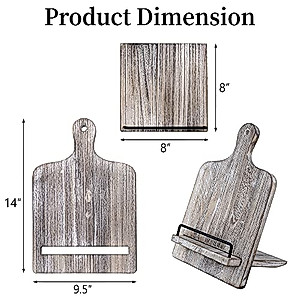Cookbook Stand Wood Cookbook Holder: Farmhouse Kitchen Cookbook Stand - Adjustable Cookbook Recipe Stand Gray