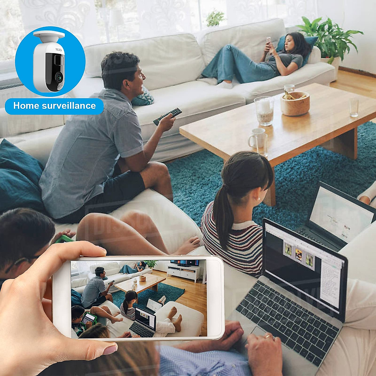 EZETAI Camera for Home Security Indoor,Outdoor Backyard Camera Kids Monitoring Camera Indoor Camera Wireless Battery Powered with Phone app Security Camara inalambrica para exteriores