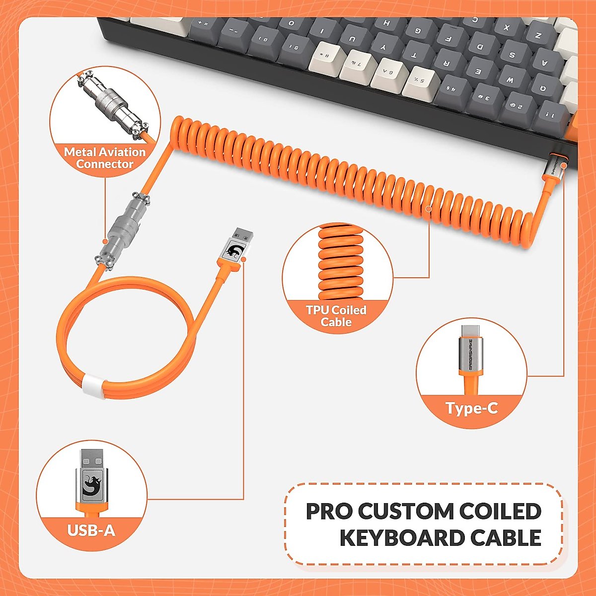 ZIYOU LANG RK-T8 Wired 65% Mechanical Gaming Keyboard with RGB LED Backlit Anti-ghosting TKL Mini 68 Key Custom Coiled C to A Cable Tactile Brown Switch for PS4 PS5 Xbox PC Mac Gamer(White/Dark Gray)