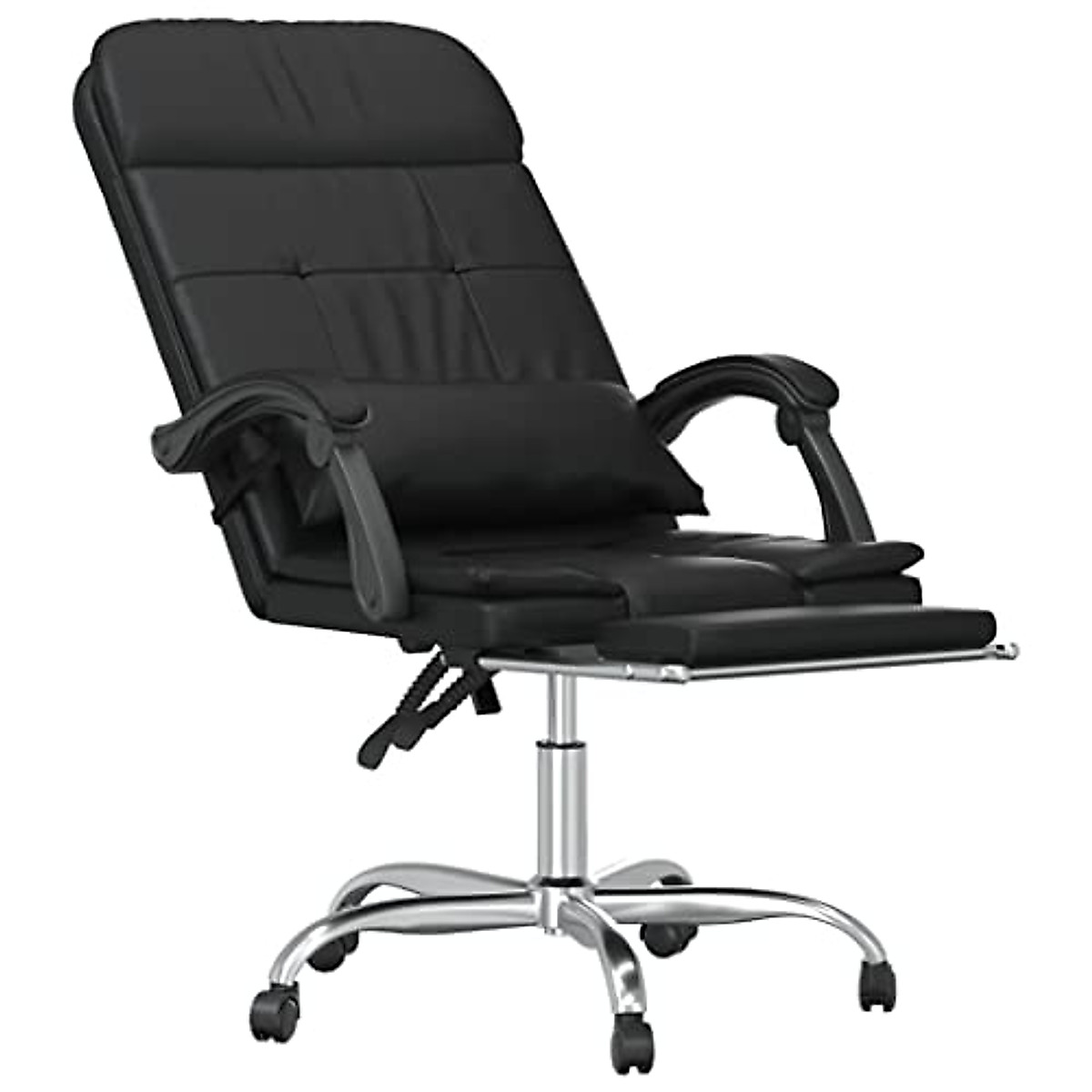 WEHUOSIF Scandinavian Minimalist Massage Reclining Office Chair, Black Faux Leather