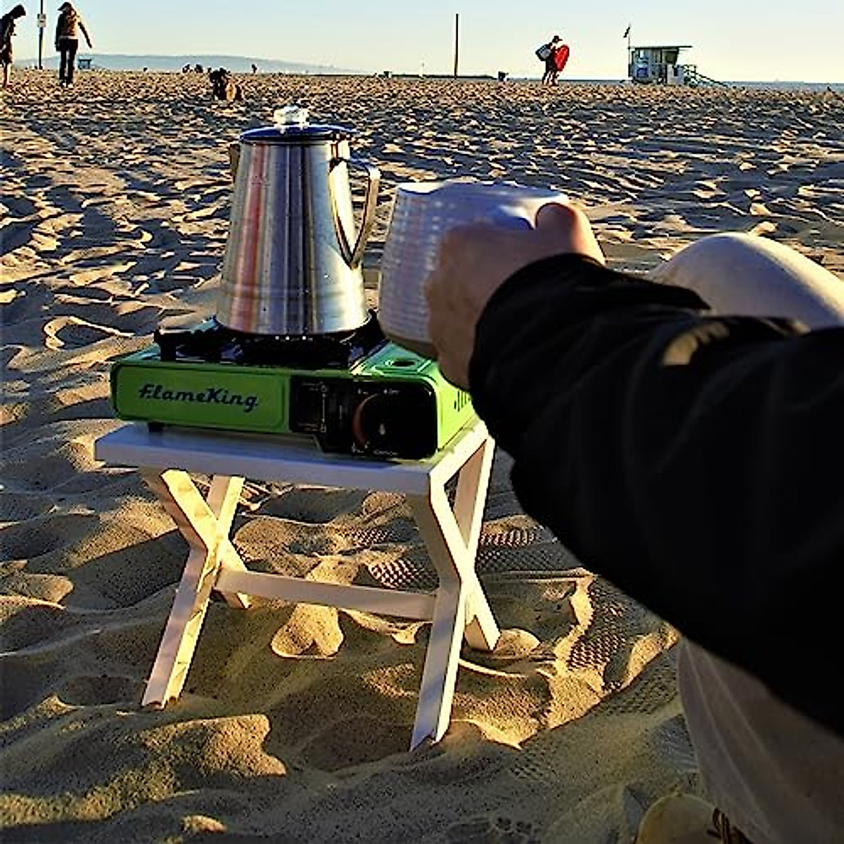 Flame King YSNVT-505 Dual Fuel Butane & Propane Gas Camping Stove with Single Burner, Portable and Great for Outdoor Cooking, Backpacking 8.5"X8.5" grid