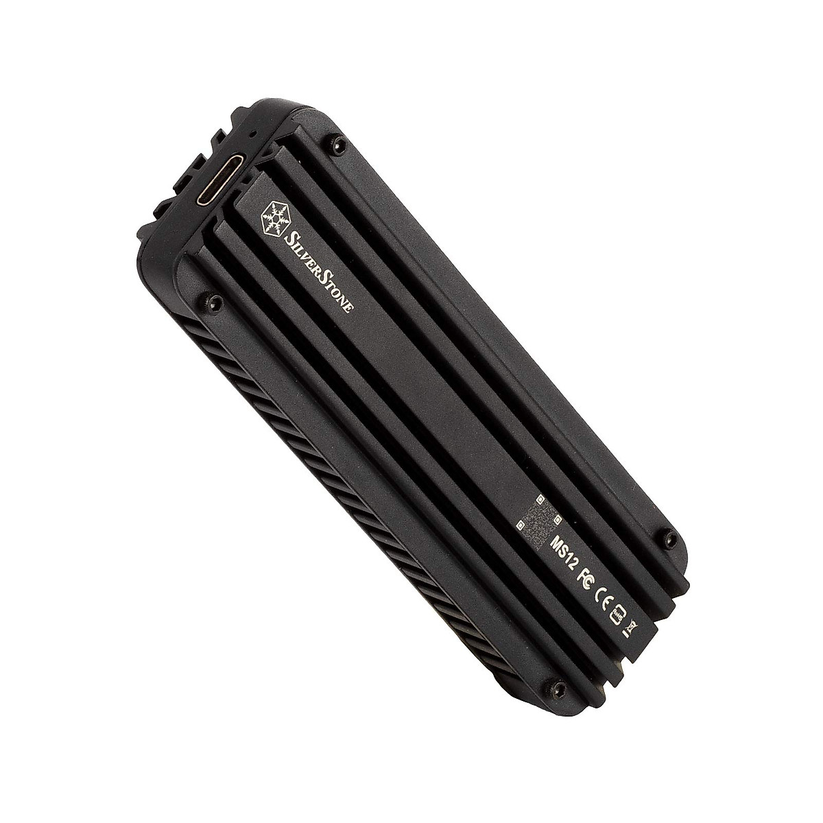 Silverstone MS12, 20Gbps SuperSpeed+ USB 3.2 Gen 2x2 Type-C to NVMe M.2 SSD Enclosure, Aluminum, Black, SST-MS12