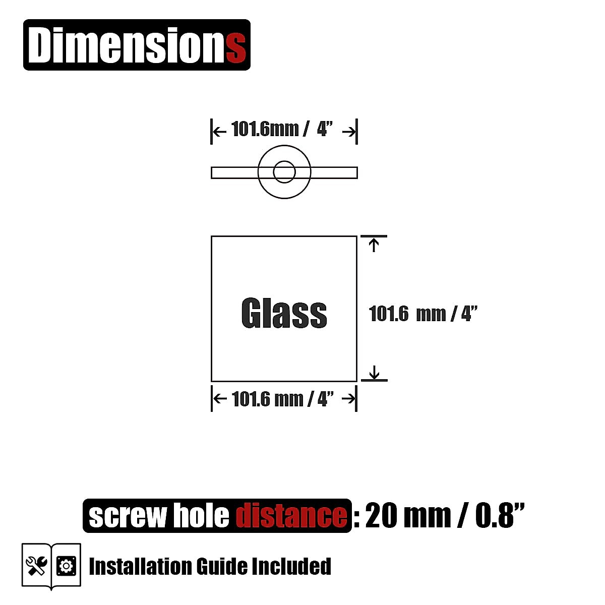 JQK Small Floating Glass Shelves Gold, 4 Inch Display Ledges for Wall, Mini Decor, Living Room Bedroom Bathroom, Tempered Glass Shower Storage, 2 Pack, TGS101L4-BG-P2