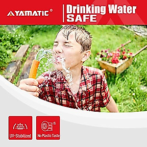 YAMATIC Heavy Duty Garden Hose 5/8 in x 50 ft, Ultra Flexible Water Hose, Drinking Water Safe, All-weather, Lightweight, Burst 600 PSI