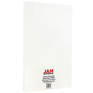 JAM PAPER Glossy Legal 32lb 2 Sided Paper - 120 gsm - 8.5 x 14 - White - 100 Sheets/Pack