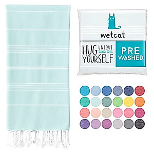 WETCAT Turkish Beach Towel Oversized 38x71 100% Cotton Sand Free Quick Dry Towel Extra Large Turkish Towel Light Travel Towel for Adults Beach Gifts Beach Accessories - Aqua