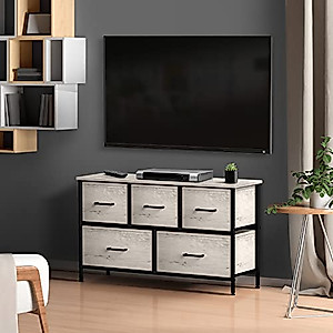 Sorbus Dresser with 5 Faux Wood Drawers - Storage Unit Organizer Chest for Clothes - Bedroom, Hallway, Living Room, Closet, & Dorm Furniture - Steel Frame, Wood Top, & Easy Pull Fabric Bins