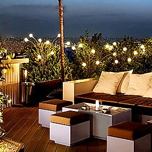Rehenbsem Solar Firefly Lights Outdoor Waterproof,2 Pcs 6 LED Starburst Swaying Lights Outdoor Garden, Swaying When Wind Blows Decorative String Lights for Yard Patio Pathway