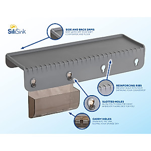 SiliSink Silicone Sink Edge Guard for Kitchen Sink - Fits 3.75”-4” Wide Stone Lip - Kitchen Sink Guard & Sink Edge Protector - Stone, Granite Countertop Edge Protector - 14”, Frosted Matte