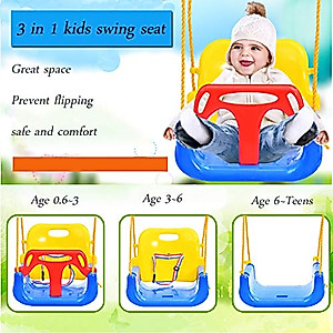 AIPINQI 3 in 1 Kids Swing Seat, Infant Toddler Children Secure Swing Seat Detachable Swing Seat High Back Swing Set for Playground Indoor Outdoor, Blue