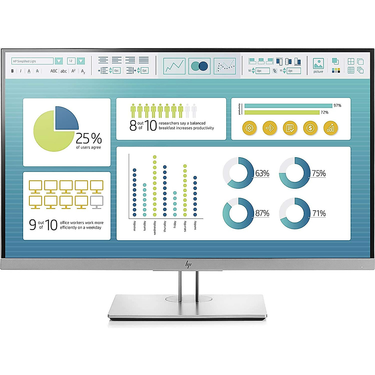 HP EliteDisplay E273 27 inch 4-Way adjustabile Monitor (1FH50A8#ABA) - (1920 x 1080) Full HD - (1x DisplayPort 1.2, 1x HDMI, 1x VGA, 3X USB 3.0) with HDMI Cable
