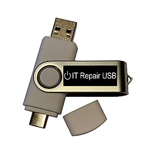 Computer IT Repair - Windows Antivirus Hard Drive Data File Recovery Password Reset Tools Utilities Drivers Live Bootable Boot USB Flash Thumb Drive USB-C Compatible