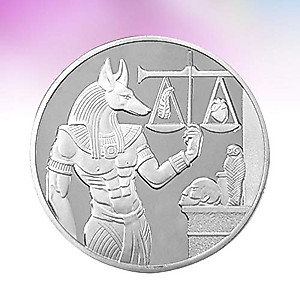 TENDYCOCO Anubis Coin Egyptian God Challenge Coin Commemorative Art Coin Collection Iron Souvenir Craft Gift Toy (Silver)