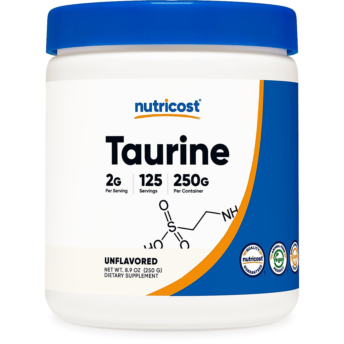 Nutricost Taurine Powder 250 Grams - 125 Servings, 2000mg Per Serving