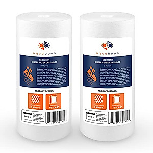 Aquaboon 2-Pack of 1 Micron 10" Sediment Water Filter Replacement Cartridge & Aquaboon 2-Pack String Wound Sediment Water Filter Cartridge | Universal Whole House 1 Micron 10 inch Cartridges