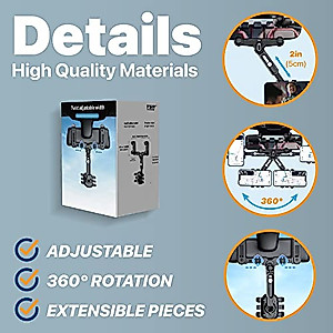 TSR HOME Rearview Mirror Phone Holder for Car, 360° Rotating Rear View Mirror Phone Mount, Multifunctional PhoneUniversal Car Phone Holder for All Smartphones