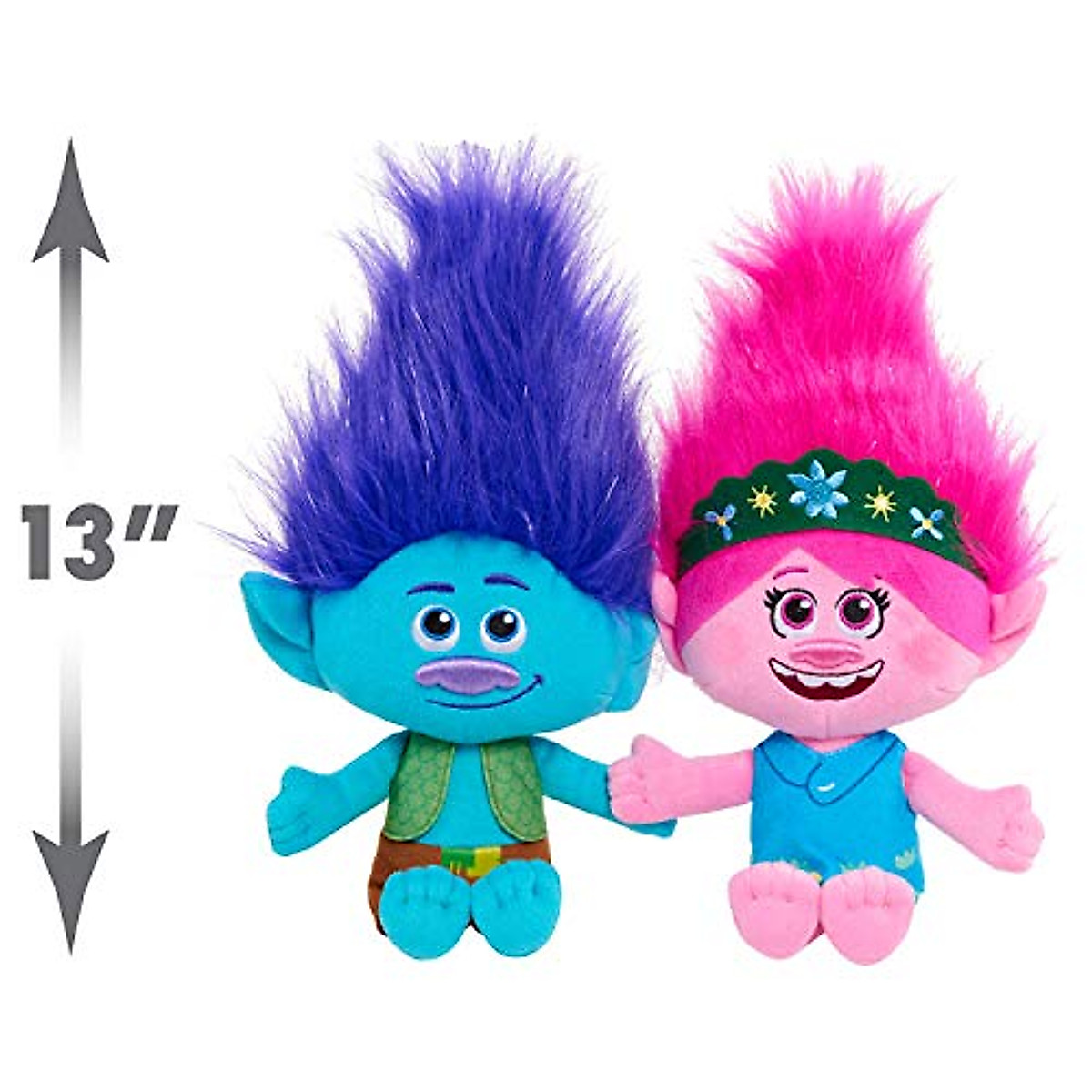 Trolls 13-inch World Tour Poppy & Branch Friendship Plush 2-Pack Stuffed Animals, Kids Toys for Ages 3 Up, Amazon Exclusive by Just Play