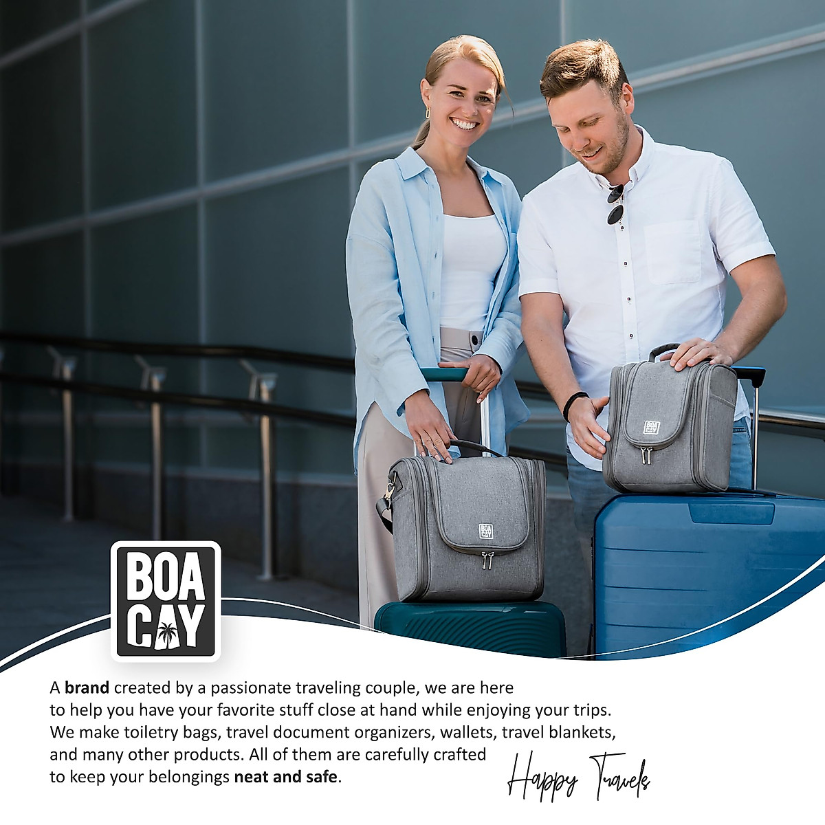 BOACAY Extra Large Hanging Travel Toiletry Bag for Women and Men, Makeup Bag, Bathroom & Shower Organizer Kit for Accessories, Cosmetics, Essentials