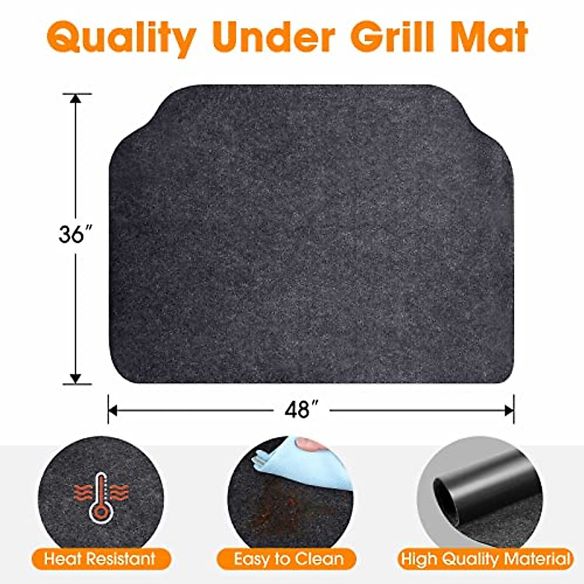 XSONHOO Under Grill Mat,36*48in Grill Mats for Outdoor Grill Deck Protector, Grill Mat for Fireplace, Plane Gas and Propane Burner, and Absorbent Oil, Waterproof, Reusable