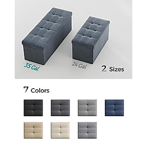SONGMICS Storage Ottoman Bench, Foldable Ottoman Foot Rest, 15 x 43 x 15 Inches, End of Bed Bench, Storage Chest, Load up to 660 lb, for Living Room, Bedroom, Entryway, Misty Blue ULSF077Q01