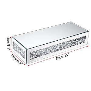 JUXYES Crushed Diamond Wall Floating Shelves Sparkle Glass Riser for Display, Wall Art Showcase Shelf Decorative Pedestal Stand Unique Glass Display Floating Wall Shelf