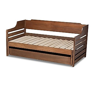 BOWERY HILL Transitional Wood Expandable Twin Size to King Size Daybed in Brown