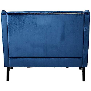 Christopher Knight Home Nolie High Back Tufted Winged Velvet Loveseat, Cobalt / Dark Brown