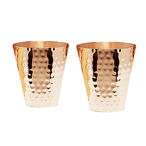 OMG Deals Handcrafted 100% Pure Copper Bar Cocktail/Wine Glasses/Shot Glasses Capacity - 2 Ounce. (Hammered Shot Glasses, 10)