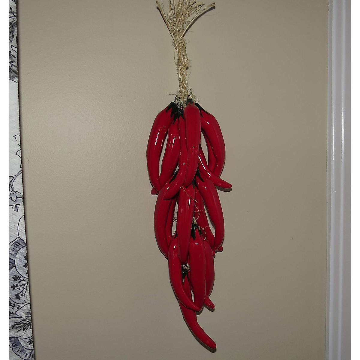 Generic Ceramic Talavera Red Chile Pepper - 15 in Red Chiles - Beautiful Mexican Handmade - Individually Unique - Red Chili Pepper Decorations - Pepper String - Red Chili Décor
