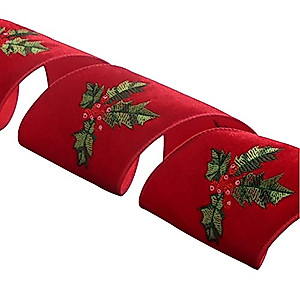 Celebrate It 3.5'' Velvet Wired Poinsettia Ribbon, Red