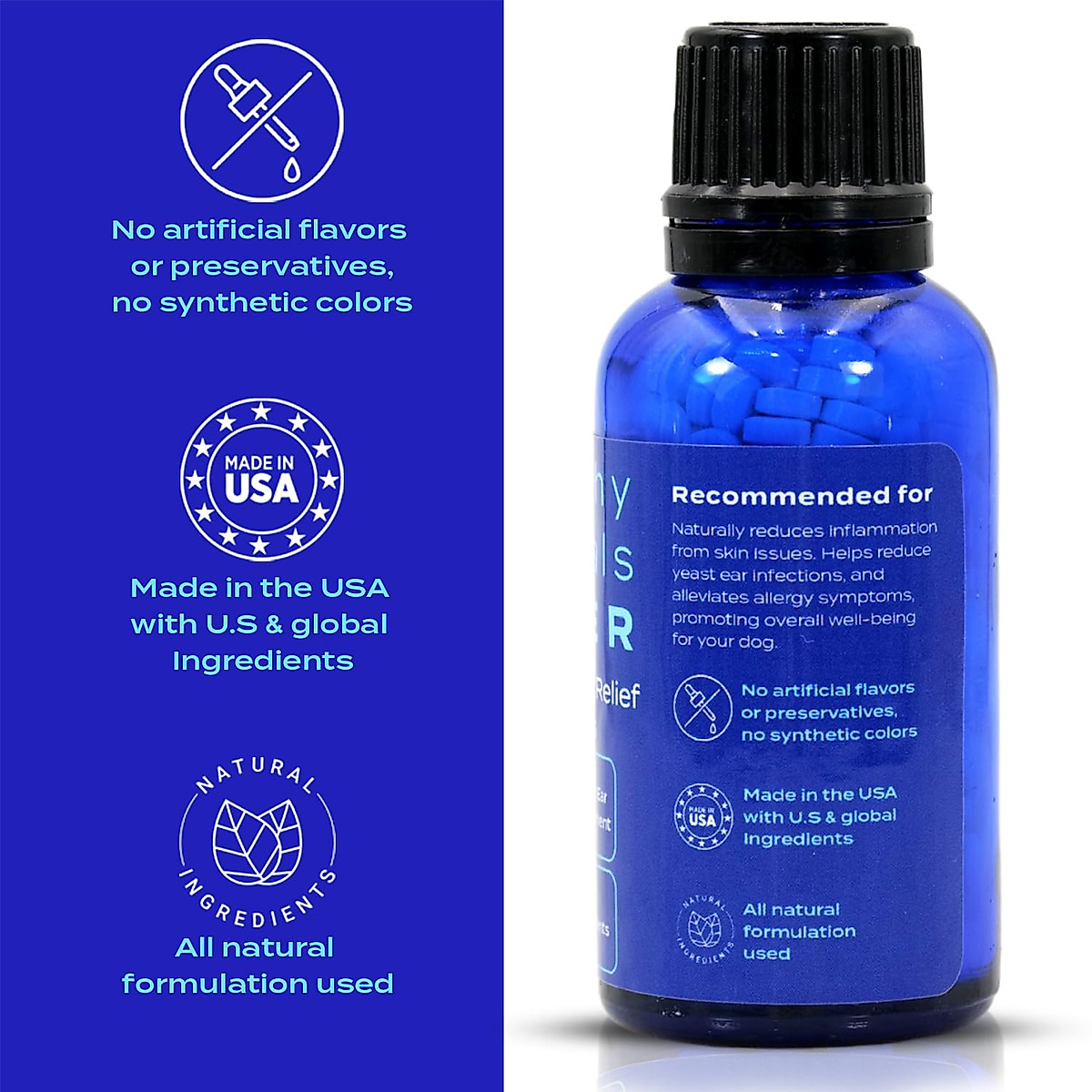 HealthyAnimals4Ever All-Natural Yeast Protection for Dogs - Effective Homeopathic Support for Yeast Infections - Preventive Care for Skin and Ear Health - 300 Dog Yeast Defense Tablets