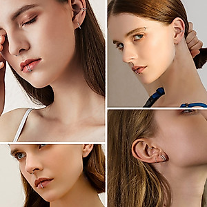 CASSIECA 5Pcs 16G Surgical Steel Nose Rings Hoop for Women CZ Clicker Hinged Septum Ring Lip Helix Cartilage Double Hoop Earring Daith Rook Conch Body Piercing Jewelry for Women 8mm