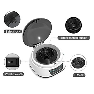 JOANLAB Mini Centrifuge Machine,4000rpm Lab Benchtop Centrifuge,2 Rotors for 0.2/0.5/1.5/2ml Micro tubex12 and 0.2ml 8/12 PCR stripex4