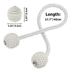 8 Pack Magnetic Curtain Tiebacks,Convenient Drape Tie Backs Decorative Curtain Holdbacks Holder Curtain Tiebacks for Window Draperies, No Tools Required-Pearl Shape (White)