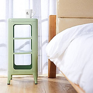 Storage Newspaper Baskets Magazine Rack Bedroom Bedside Table Living Room Bay Window Bedside Cabinet Wrought Iron Rack (Color : Green, Size : 292965cm)