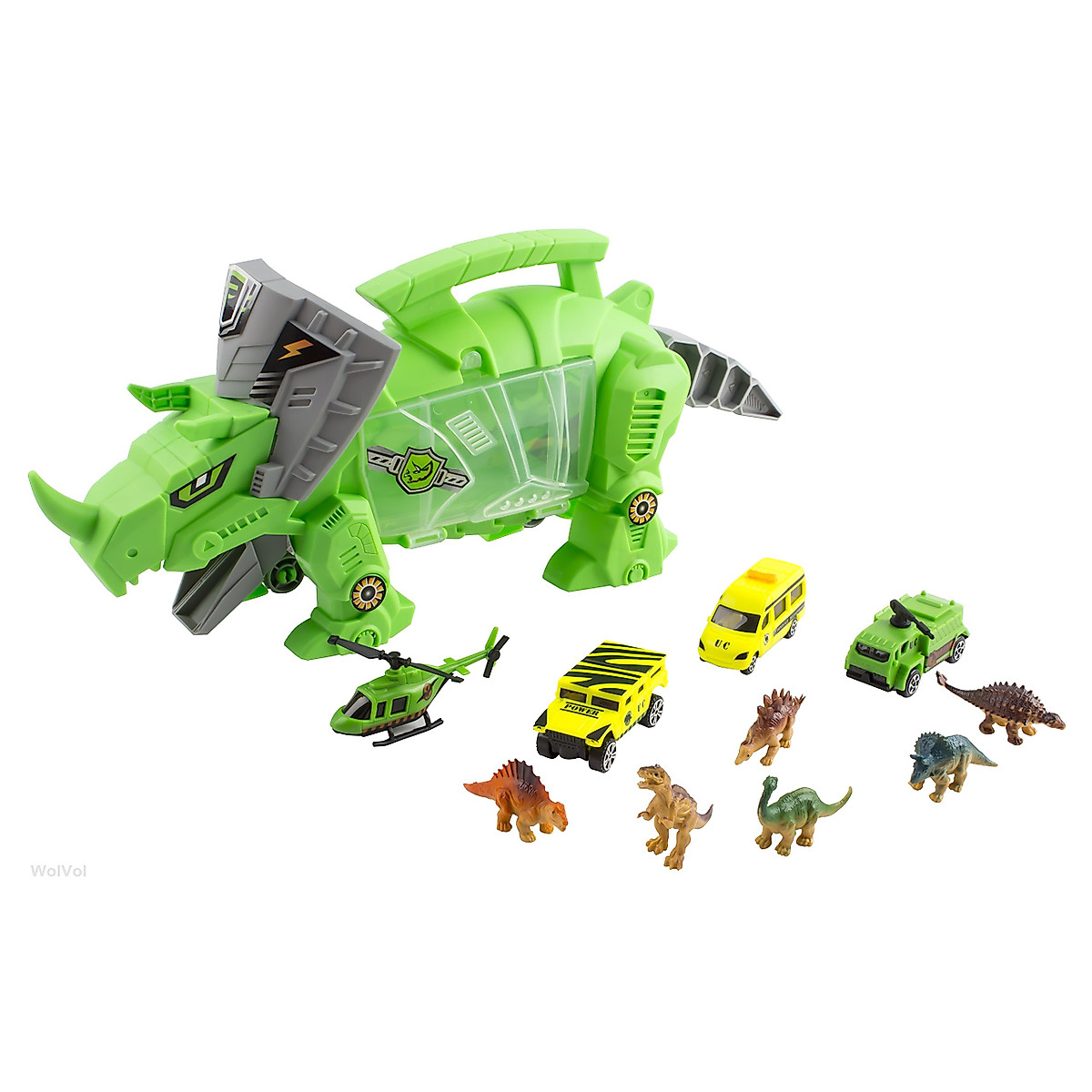 WolVolk Perfect Dinosaur Storage Carrier for Your Dinosaurs and Cars (Includes Mini Dinosaurs and car Toys)