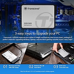 Transcend 256GB SATA III 6Gb/s SSD230S 2.5” Solid State Drive TS256GSSD230S,Silver