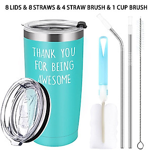 Gtmileo Thank You Gifts for Women, 2 Pack Thank You for Being Awesome Stainless Steel Insulated Travel Tumbler, Appreciation Christmas Gifts for Coworker Teacher Employee Friends(20oz, Rose Gold&Mint)