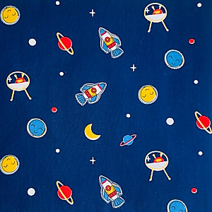 Cotton Fabric Squares 5x5 Charm Packs for Quilting 5 inch for Baby Boy Sewing Patchwork 42pcs (Galaxy Fabric)