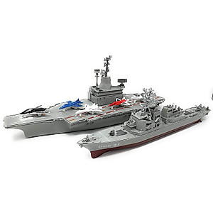 Xplore Toys Aircraft Carrier Toy,with 5 Aircrafts Includes Destroyer Ship