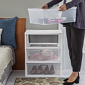 Sterilite 4538001K Wide 3 Drawer Tower- White KD, 1 -Pack