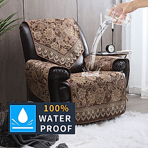 LUFEIJIASHI Recliner Chair Covers Non Slip Waterproof Large Recliner Covers for Leather Recliner,Electric Reclining Chair Covers for Living Room Dog Sofa Recliner Cover Furniture Protective Brown