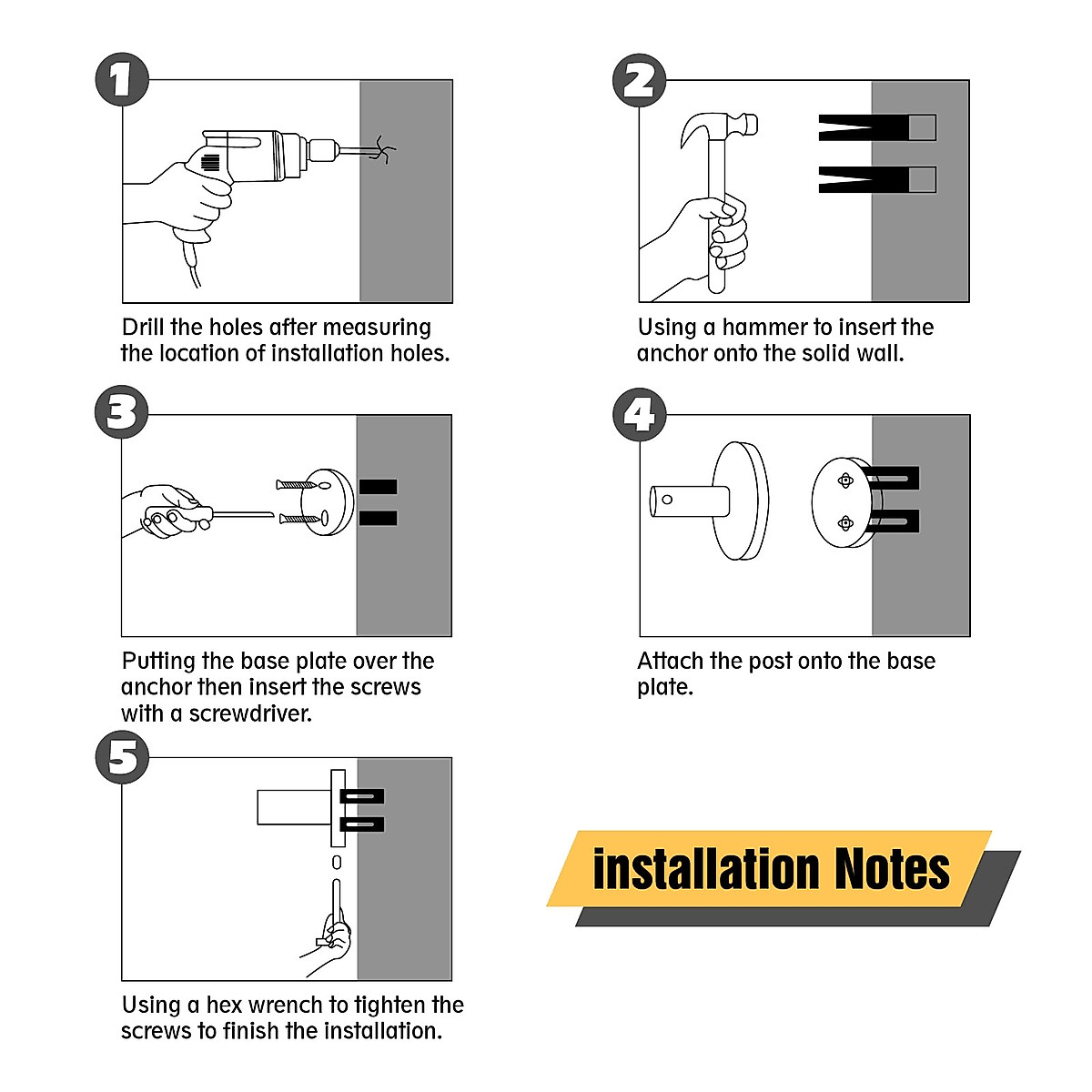 Yundoza 2 Pack Bathroom Towel Hooks, Screw in Metal Coat Robe Hook(Matte Black)