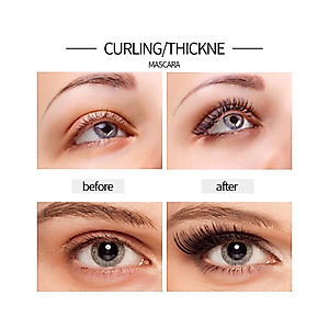 4D Silk Fiber Eyelash Waterproof Mascara and Eyeliner Set Ultimate Black Volume and Length Lengthening Mascara Ultra Black Eyeliner