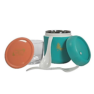 Healthy Habits Parfait Cups with Lids - Insulated Yogurt Containers with Lids - Leak Proof Overnight Oats Containers with Lids - Twist & Lock Salad Container with Spoon and Fork (Turquoise)