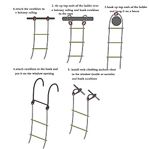 Ladders,Window Ladder Fire Escape 2-6 Story Homes Emergency Climbing Rope Ladders for Indoor or Outdoor Play Set Tree House Playground Rope Ladder/12M/39.4Ft