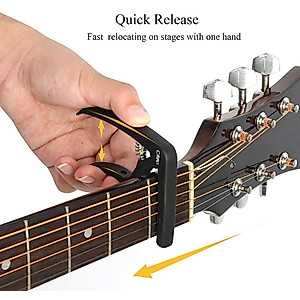 Capo for 6-String Acoustic and Electric Guitar, Lightweight Quick Release Capo for Guitars, Ukulele, Bass, Mandolin, Banjo